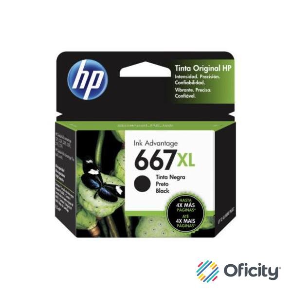 Tinta HP Original Advantage 667XL Alto Rendimiento Color Negro - Oficity