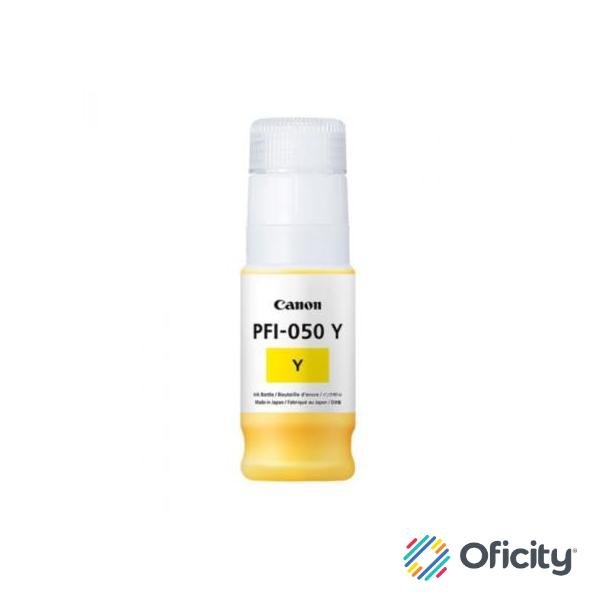 Tinta Canon PFI-050 Y a Base de Pigmentos 70ml para imagePROGRAF TC-20 Color Amarillo - Oficity