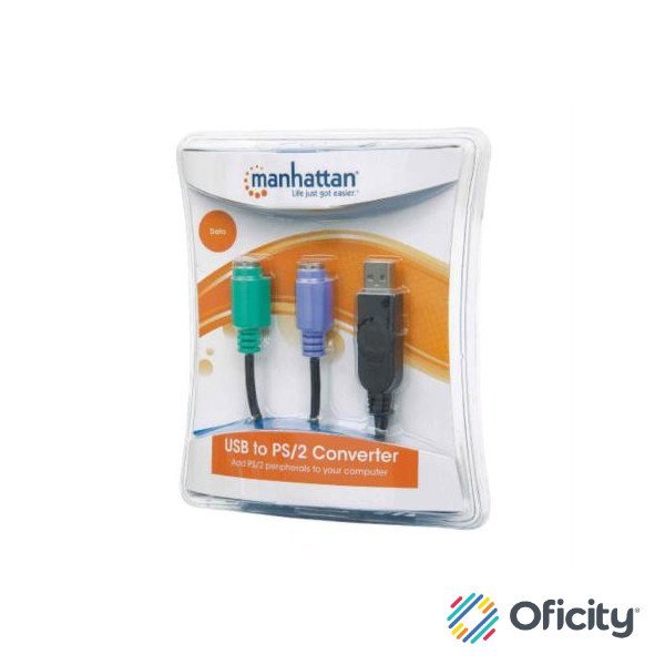 Convertidor Manhattan PS/2 a USB 2 Puertos - Oficity
